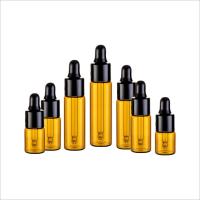 China Amber Glass Dropper Bottle with Black Cap 2.5ml to 10ml Capacity for Essence Oils and Cosmetics for sale