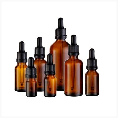 China Amber Glass Dropper Bottles 5ml to 100ml for Essential Oils and Cosmetics with UV Protection for sale