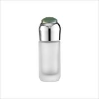 China 30ml Thick Bottom Frosted Glass Dropper Bottle with Push Button Cap for Essential Oil Packaging for sale