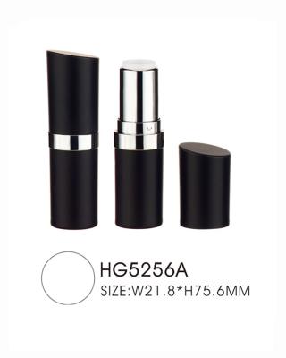 China Empty Plastic Lipstick Tube Case with Slant Top and Silver Ring - 21.8mm Diameter, 75.6mm Height for sale