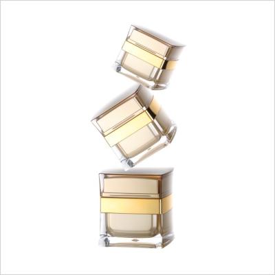 China 15g 30g 50g PMMA Acrylic Cosmetic Cream Jar Double Wall Silkscreen Logo Custom for sale
