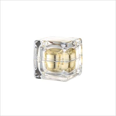 China Luxury Square PMMA Plastic Lotion Jars with Lid Double Wall 15g 30g 50g for sale
