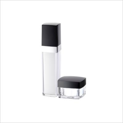 China 15ml-140ml PMMA Acrylic Square Lotion Pump Bottle for Skincare Cosmetic Packaging for sale