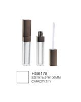 China Luxury Square Lip Gloss Bottle 7ml Empty Tubes with Collar - 16.5mm Diameter 106mm Height ABS/AS Material for sale