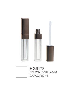 China Luxury Square Lip Gloss Bottle 7ml Empty Tubes with Collar - 16.5mm Diameter 106mm Height ABS/AS Material for sale