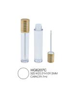 China 7ml Clear Empty Lip Gloss Tubes with Gold Cap and Brush Applicator - 20.5mm Diameter, 109.5mm Height for sale