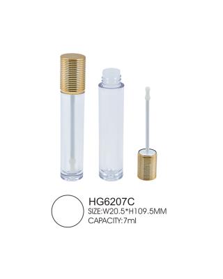 China 7ml Clear Empty Lip Gloss Tubes with Gold Cap and Brush Applicator - 20.5mm Diameter, 109.5mm Height for sale