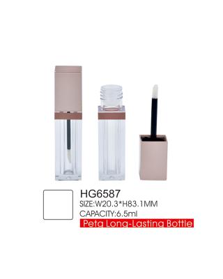 China 6.5ml Square Empty Lip Gloss Bottle PETG Lip Glaze Bottle Cap with Brush for sale
