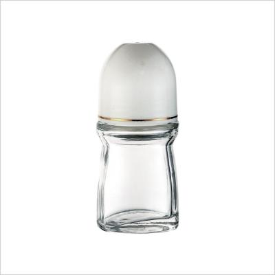 China 50ml Clear Glass Roll-On Bottle with PP Lid & Stainless Steel Ball for Essential Oils & Perfumes for sale