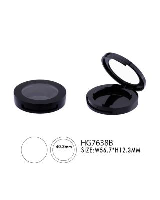 China Black Refillable Pressed Powder Compact Case with 40mm Inner Pan - 56.7mm Width ABS Container for sale