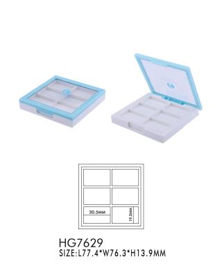 China 6 Color Square Eyeshadow Compact Case 77.4mm x 76.3mm with Recyclable ABS/AS Materials and Custom Branding Options for sale