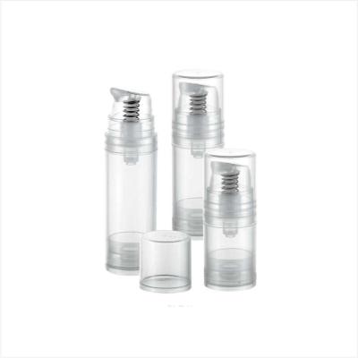 China 5ml 10ml 15ml Round Single Wall PP Airless Pump Bottle for Lotion and Cream with 25.2mm Diameter for sale