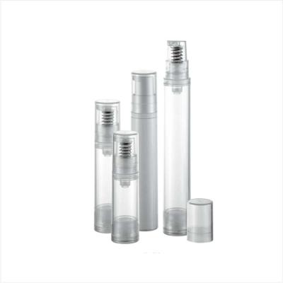 China Slim Round 5ml 10ml 15ml PP Airless Pump Bottle for Cosmetic Cream Samples with 18.3mm Diameter for sale