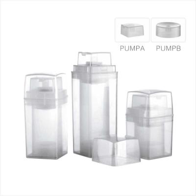 China Square Double Wall Airless Pump Bottle 15ml 30ml 50ml in Recyclable PP Material for Cosmetics for sale