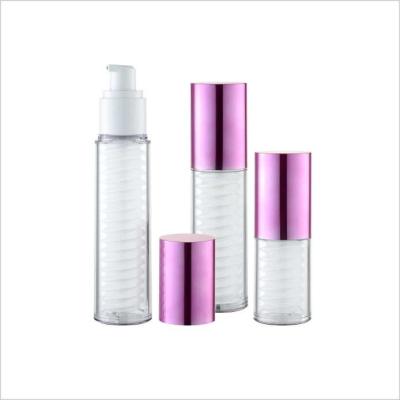 China 15ml 30ml 40ml Transparent Airless Serum Pump Bottles with Spiral Inner Bottle SAN PP for sale