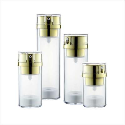 China Transparent Cosmetic Airless Bottle 30ml 50ml 90ml 130ml with Gold/Silver Pump - 51.1mm Diameter for sale