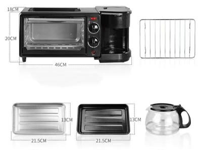 China Return Refunds 1250W 3-in-1 Oven Coffee Machine Frying Pan Convenient Breakfast Maker for sale