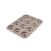 China Customization 12-Piece Carbon Steel Doughnut Cake Pan For DIY Oven Mould Baking Tools for sale