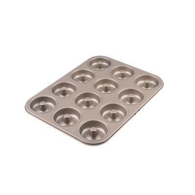 China Customization 12-Piece Carbon Steel Doughnut Cake Pan For DIY Oven Mould Baking Tools for sale