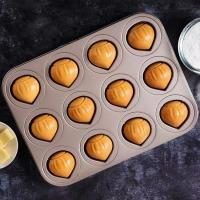 China 12-Piece Cartoon Chestnut Madeline Mold Household Cupcake Non-Stick Baking Pan for sale