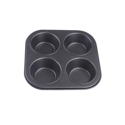 China Black Non-Stick Household Muffin Cake Cupcake Baking Tray Pan for sale