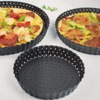 China Perforated Carbon Steel Thickened Non-Stick Living Bottom Pizza Pan Baking Mold Baking Pan for sale