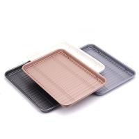 China 4 Colors Non - Stick Cookie Cake With Grill Carbon Steel Thickened Oblong Baking Pan for sale