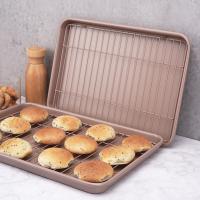 China 4 Colors Non - Stick Cookie Cake With Grill Carbon Steel Thickened Oblong Baking Pan for sale