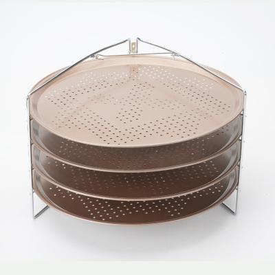 China 12.5 Inch 4 Piece Set Includes Stainless Steel Folding Cooling Storage Tray Holder Punched Pizza Baking Tray for sale