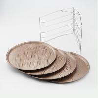 China 12.5 Inch 4 Piece Set Includes Stainless Steel Folding Cooling Storage Tray Holder Punched Pizza Baking Tray for sale