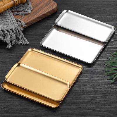 China 20*8.5cm 304 Stainless Steel Rectangular Cafe Tray with Straight Edge Baking Pan for sale