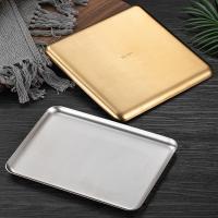 China 19*19cm 304 Stainless Steel Rectangular Cafe Tray with Straight Edge Baking Pan for sale