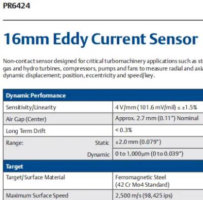 China EPRO PR6424/000-100 16mm Eddy Current Sensor with 4 Meters Extension Cable for sale