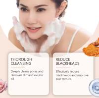 China Private Label Brightening Whitening Deep Cleaning Organic Turmeric Kojic Acid Facial Cleanser Foam Face Wash With Brush for sale