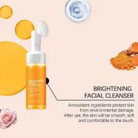 China Private Label Brightening Whitening Deep Cleaning Organic Turmeric Kojic Acid Facial Cleanser Foam Face Wash With Brush for sale