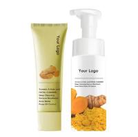 China Turmeric Kojic Acid Mousse Clean Clear Skin Niacinamide Brightening Foaming Face Wash Cleanser for Dark Spots Skin for sale