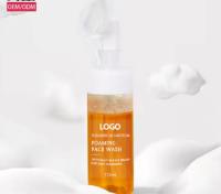 China Private Label Custom Organic Face Wash Soothing Brightening Skin Natural Vegan Turmeric Bubble Foaming Facial Cleanser for sale
