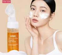 China Private Label Custom Organic Face Wash Soothing Brightening Skin Natural Vegan Turmeric Bubble Foaming Facial Cleanser for sale