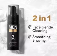 China Wholesale 2 in 1 Natural Amino Acid Facial Cleanser Foam Soften Moustache Men Self Care Shaving Mousse for sale