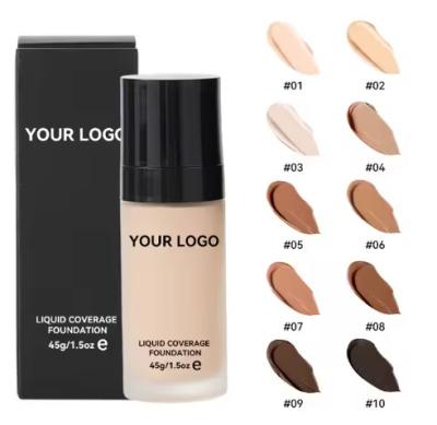 China Private Label 10 Colors Creamy Full Coverage Waterproof Vegan Long Lasting Moisturizing Liquid Foundation for Dark Skin for sale