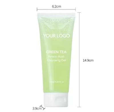 China Private Label Face Jelly Cleanser Oil Control Gentle Green Tea Hydrating Amino Acid Facial Cleansing Gel for sale
