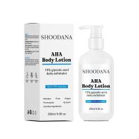 China Factory's Organic Body Lotion AHA Milk Glycolic Acid for Lightening Whitening Private Label Skin Care Product for Black Skin for sale