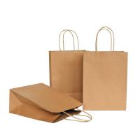 China Compostable Reusable Kraft Paper Packaging Bags With Handles for sale