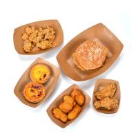 China Greaseproof Kraft Paper Food Boats 250gsm Microwavable Disposable Trays 125x90mm for sale