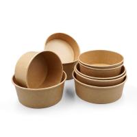 China Disposable Oilproof Kraft Paper Salad Bowls with Lids 500-1500ml for sale