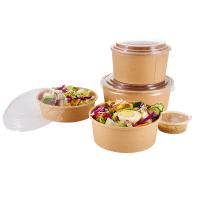 China Disposable Oilproof Kraft Paper Salad Bowls with Lids 500-1500ml for sale