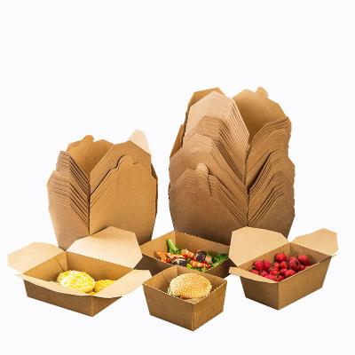China Leakproof Kraft Paper Take Out Boxes 800ml to 2000ml Biodegradable Disposable for sale