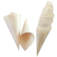 China Durable Disposable Pinewood Ice Cream Cone , Compostable Small Wooden Cones for sale