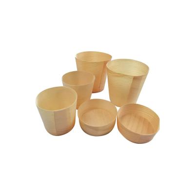 China OEM Party Biodegradable Disposable Tableware Wood Cups For Dessert for sale