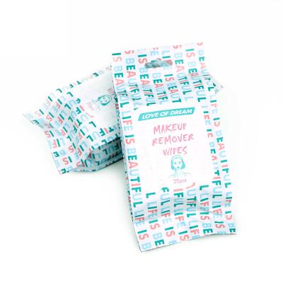 China Hypoallergenic Facial Makeup Wipes 20ct Travel Pack Nontoxic Odorless Wet Wipes for sale
